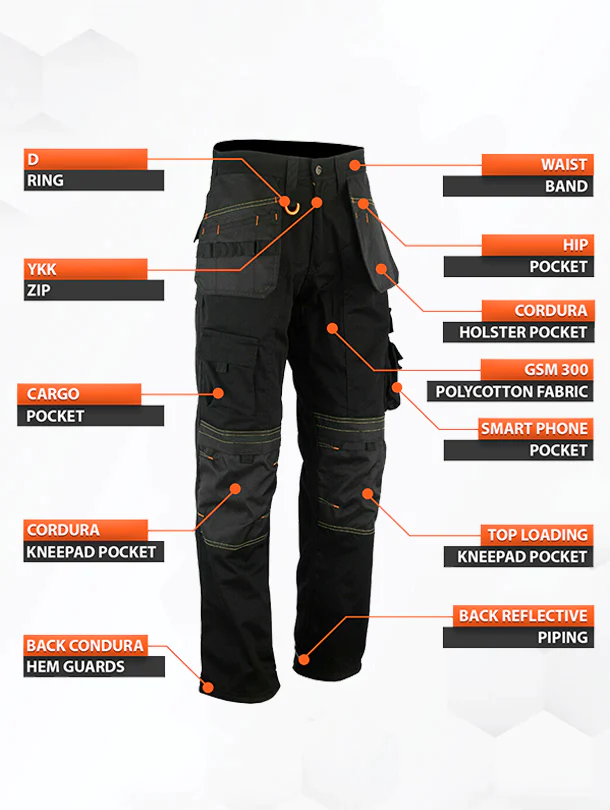 WrightFits Men Cargo Holster Work Trousers Men Work Trousers Workwear
